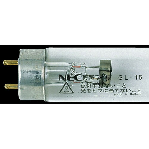 NEC GL-15 殺菌ランプ 15形 ●空気、液体、食品等の殺菌に特殊紫外放射透過ガラスを使用し、殺菌効果の極大点に近い253.7nmの紫外放射を多量に放射する様に設計されています。&nbsp;【仕様】定格ランプ電力：15W管径：25.5...