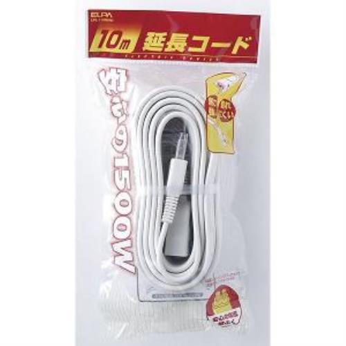 メーカー名：エルパ型番：LPE-110N(W)商品名：延長コード　10m　ホワイトJANコード：4901087179732● 熱に強い● 割れにくい【 仕様 】定格：AC125V　15A最大定格電力：1500Wまでコード長：10m