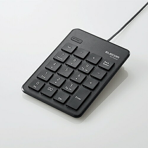 エレコム TK-TCP018BK 有線薄型テンキーパッド ブラック●最薄部わずか6.5mmの薄型設計で、場所を選ばず使用できる有線薄型テンキーパッドです。●キータイプにはノートパソコンのキーボードと同じ軽い力で打鍵できる「パンタグラフ方式」...