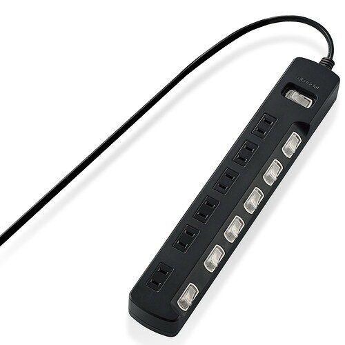 エレコム T-K8A-2625BK 雷ガードタップ 2.5m 雷サージ吸収12500V 一括・個別スイッチ付き ホコリシャッター付き 6個口 ブラック ●パソコンやテレビなどの精密機器を雷から守る!高性能雷サージ吸収素子内蔵、安全性と使い勝...