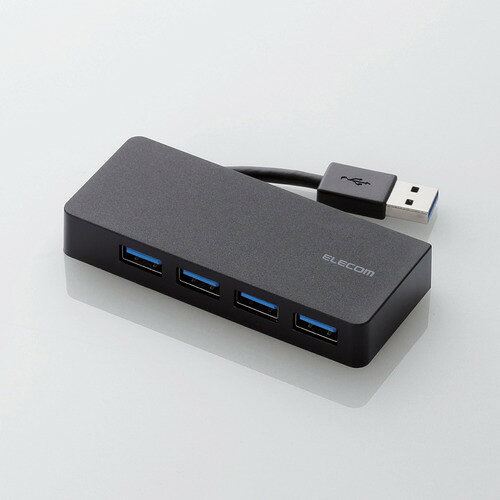 エレコム U3H-K417BBK USBハブ USB3.0 USB-A×4ポート バスパワー ケーブル収納 コンパクト ケーブル約6cm 動作検証済 テレワーク ブラック ●USB2.0の10倍の転送速度、5Gbps(理論値)を実現するUS...