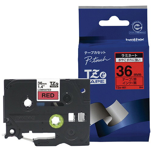 商品名 ラベルライター用ラミネートテープ 36mm幅（黒文字/赤）　TZe-461 型番 TZe-461 JANコード 4977766702188 メーカー ブラザー 色 赤 テープ幅 36mm テープ長さ 8m テープ色 赤 印字色 黒 ...