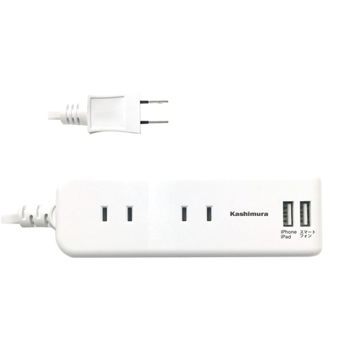 カシムラ TI-175 国内・海外兼用 4口電源タップ Aタイプ 2USB 2.1A 1m●国内・海外用 電源タップコンセント USB【仕様】本体重量；192gサイズ；45×24×140mm