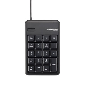 エレコム　TK-TCM011BK　USBテンキーボード（ブラック）●ノートパソコンでの使用に最適な、スタンダードなUSBテンキーボードです。●Excelでの作業に便利な[Tab]キーと、数字の入力に便利な[00]キーを装備しています。●大き...