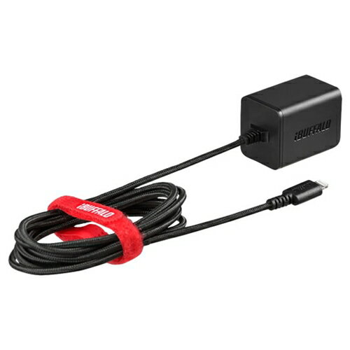 バッファロー BSMPA2403LC1BK 2.4A USB急速充電器 Lightningケーブル一体型タイプ 1.5m ブラック●“Made for iPod/iPhone/iPad”を取得した、Lightningコネクター採用のUSB充...