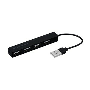 ナカバヤシ UH-2354BK USB2.0 4ポートハブ ブラック●他のポートに干渉しないスリムコネクタ●ACアダプタ不要 バスパワータイプ●スリムな一体型ケーブル、本体一体型の約10cmケーブル【仕様】給電方式:バスパワー方式重量:約2...