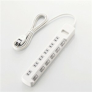 エレコム T-K5A-2625WH 個別スイッチ付 雷ガードタップ 2.5m●雷サージから電子機器を守る、高性能雷サージ吸収素子を内蔵した、雷ガードタップです。●最大サージ電圧12、500Vの高性能雷サージ吸収素子(バリスタ)を内蔵していま...