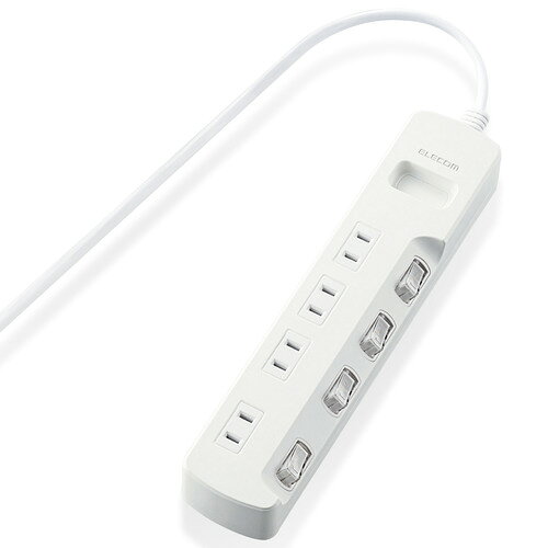 エレコム T-E6A-2430WH 省エネタップ 3m 個別スイッチ付き ホコリシャッター付き 4個口 絶縁キャップ付き ホワイト ●接続機器ごとにON/OFFでき、待機電力を個別に節約できる個別スイッチが付いた省エネタップです。●未使用時...