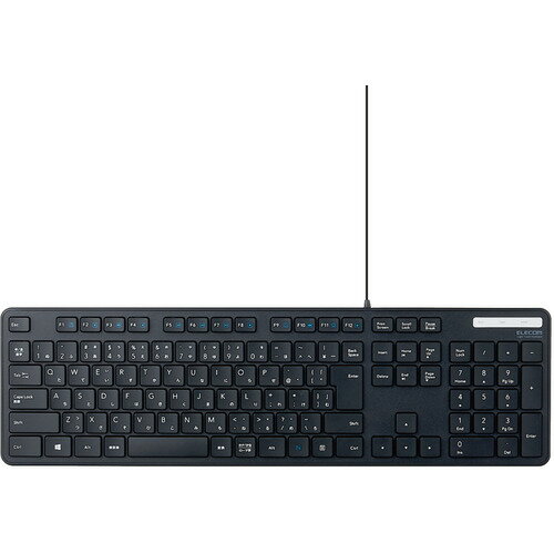 エレコム TK-FCM108KBK 有線キーボード 薄型 メンブレン式 抗菌 フルサイズ ブラック ●日々のパソコン操作に安心をプラスする抗菌仕様！サクサク軽い打ち心地で、PCに挿すだけで使える有線薄型フルキーボード。●財団法人日本規格協会...