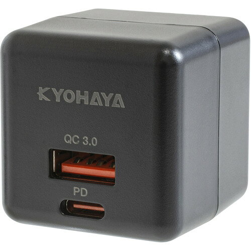 京ハヤ JKPD20S2BK AC充電器PD20W2ポート KYOHAYA BK発売日：2021年5月1日●最大20W出力の2ポート充電器iPhone 12 / 12 Proを高速充電するのに最適な最大20W出力で、USB CポートとUSB...
