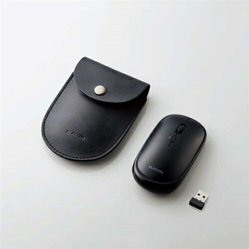 エレコム M-TM10DBBK 2.4GHz無線マウスM-TM10シリーズ ブラック●厚さ28mmの薄型設計でカバンに入れて持ち運びしやすい！ソフトレザー製収納ポーチが付属したワイヤレスモバイルマウス「Slint(スリント)」。【仕様】イン...