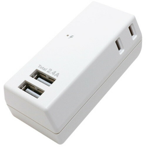 ミヨシ OAT24U2P2WH 耐雷USBタップ 2個口2ポート2.4A 固定プラグ ホワイト●USBポート2口搭載、スマートフォンを2台同時充電可能2ポート合計2.4Aまで。iPhone、iPad、Androidなどスマートフォン/タブレ...