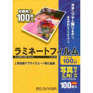 アイリスオーヤマ 100ミクロンラミネーター専用フィルム （写真Lサイズ 100枚） LZ-PL100■用紙にツヤと張りを出し、水や汚れからしっかり守ります。本体サイズ(H×W×D) mm 135×95mm