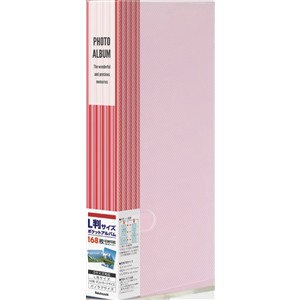 ナカバヤシ PHE3168A-P フォトホルダーEL168（ストライプ柄） ピンク【仕様】本体寸法：タテ297mm×ヨコ157mm×背巾35mm本体重量（スリップケース込）：250g表紙：ポリプロピレン（厚み0.8mm）台紙：ポリプロピレン...
