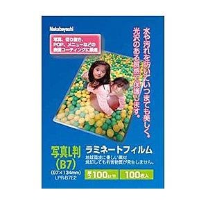 メーカー名：ナカバヤシ型番：LPR-B7E2商品名：ラミネーター専用フィルム 写真L判サイズ 100枚入りJANコード：4902205797227 ●水に強く汚れに強い●油性マジックならフィルム面に記入もOK●柔らかくて手になじむ厚み100...