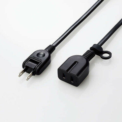 エレコム T-X01-2120BK 電源タップ 延長コード コンセント 2m 2P 1個口 ほこりシャッター 絶縁キャップ スイングプラグ 125V 15A 1500W ブラック ●機器のコードがコンセントに届かない場合などに、電源を延長す...