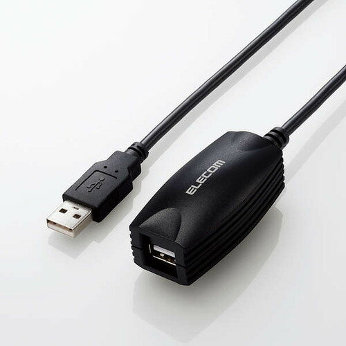 エレコム USB2-EXC50 USB2.0ケーブル 延長コード 5m (USB-A オス - USB-A メス) 最大20mまで接続延長可 ブラック ●パソコンと周辺機器(プリンター、Webカメラなど)を接続するUSBケーブルを接続延長で...