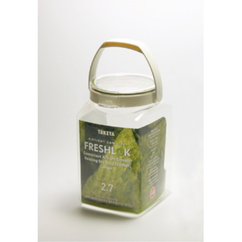 タケヤ化学 フレッシュロック 角型2．7L クリア ●本体は軽くて割れにくいPET樹脂製。●熱湯以外の食用液体を幅広く保存可能。●粉末食品、袋物乾物等の移し替え保存に最適。【仕様】サイズ：幅12.8cm 奥行15.6cm 高さ20.9cm