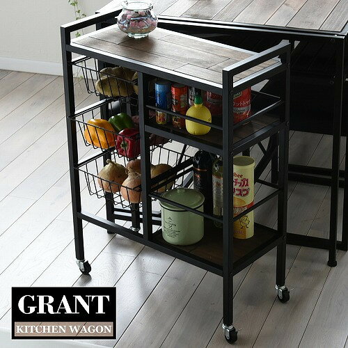 B.Bファニシング GRW-600 GRANT ワゴン W600×D273×H810mm ダークブラウン GRW600●ヴィンテージスタイル天然木＋アイアンのヴィンテージシリーズ●植物性オイル塗装天然木の自然な風合いを肌で感じることができま...