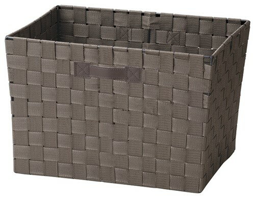 バスケット SF-903 ブラウン 幅38×奥行26×高さ25cm●PPストラップ編みのバスケット。三段ボックスに入ります(フルサイズ)【仕様】サイズ（cm）：幅38×奥行26×高さ25素材：PP・合皮原産国：中国