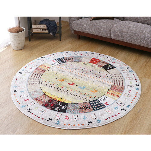 [160丸]イケヒコ・コーポレーション ウィルトンカーペット イビサIV 約160cm丸 アイボリー●耐久性に優れたウィルトン織ラグ 円形(IV)●抗菌防臭・消臭【仕様】サイズ：直径：160cm組成：ポリプロピレン100％
