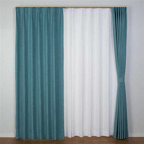 カーテン ジェード ターコイズ 巾100cm×丈200cm 2枚入●遮光率99％以上の、遮光性カーテンです。●形状記憶加工をほどこし、ウェーブが長持ちします。●洗濯可能です。（洗濯表示を確認してください。）【仕様】サイズ巾100cm×丈20...