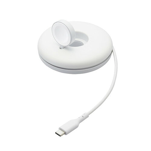 エレコム MPA-AWSTCQWH アップルウォッチ 充電器 Type-Cケーブル 1.2m 巻取タイプ 高速充電 ホワイト ●高速充電にも対応した、ケーブル巻き取りが可能なスタンドタイプのApple Watch充電用ケーブルです。お使いの...