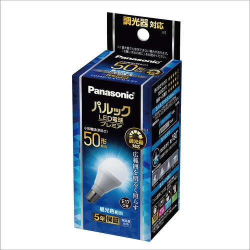 パナソニック LDA6DGE17DSK5 LED電球 昼光色 発売日：2023年6月21日●調光器対応タイプ&nbsp;【仕様】ワット形：50形光色：昼光色定格寿命：40000時間光束：小形電球50W相当 600 lm