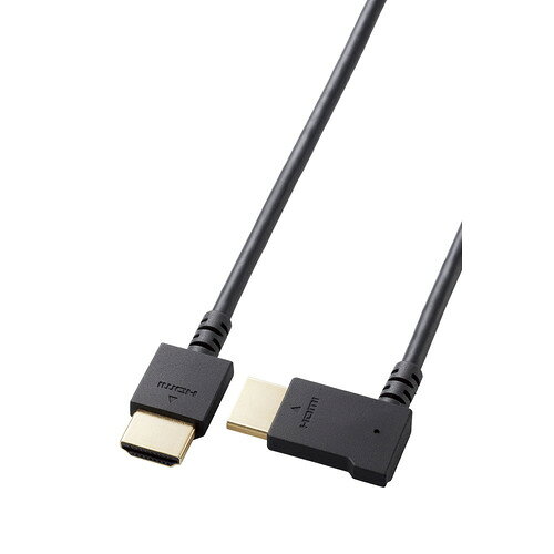 エレコム CAC-HD14EYR10BK HDMIケーブル 1m HIGH SPEED with Ethernet L字 右向き 4K 30Hz やわらか HEC ARC ブラック ●L字型のコネクターで配線スッキリ。パソコン周りの省スペー...
