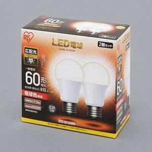 アイリスオーヤマ LDA8L-G-6T52P LED電球 一般電球形 810lm(電球色相当) ECOHILUX【仕様】全光束：810lm(一般電球60W形相当)光色：電球色相当配光角：220度配光：広配光タイプ口金：E26密閉形器具：対応...