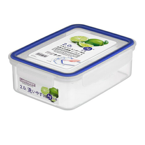 イージーケア2.0L BLナチュラル 2.0L ブルー ●フタとパッキンが一体で洗いやすい。抗菌・防汚加工。4点ロックで汁漏れにおい漏れ防止。●サイズ172×231×78MM&nbsp;【仕様】材質：本体・フタ/ポリプロピレン・パッキン/エ...