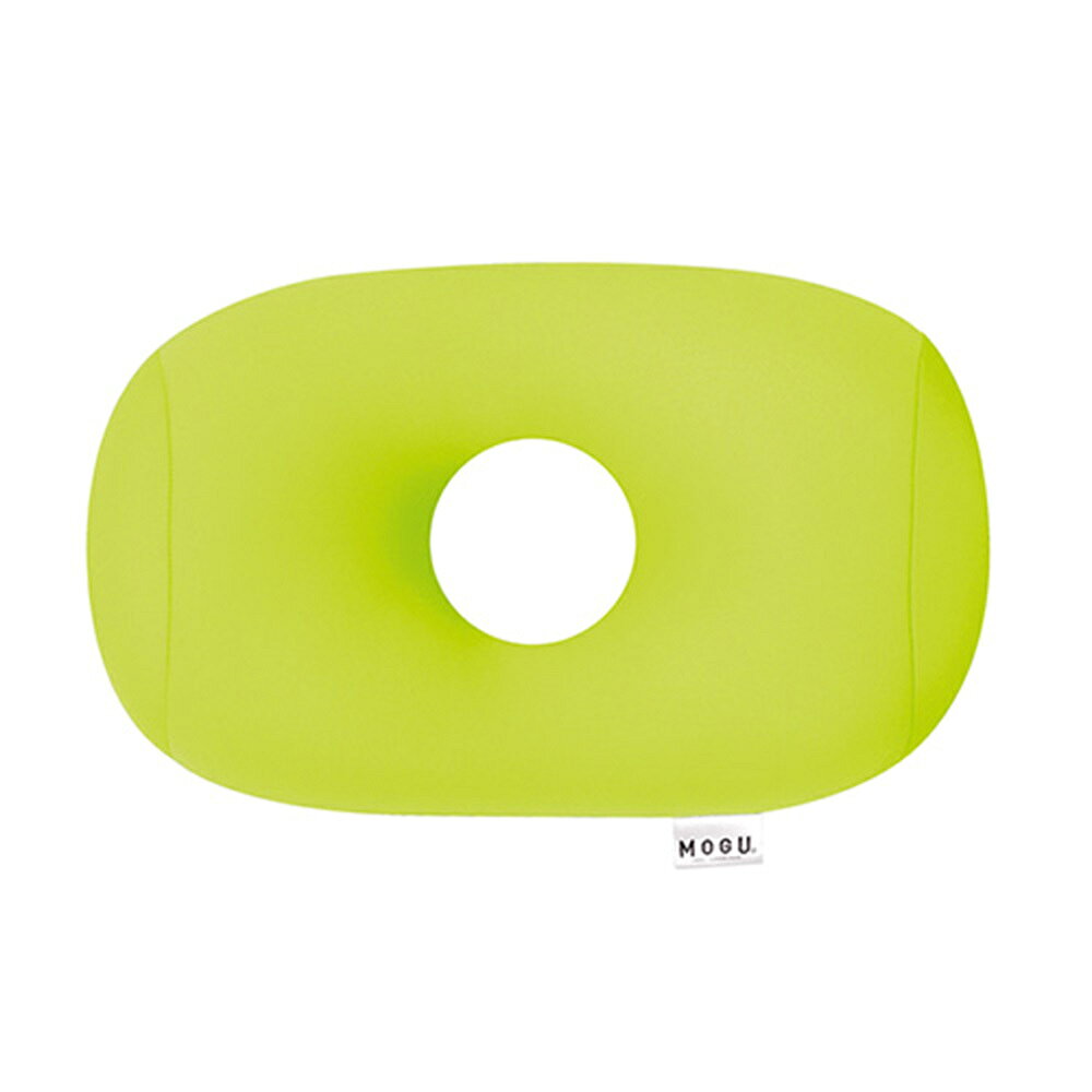 MOGU ポータブル・ホールピロー LGN ライトグリーン 横30cm×縦20cm×奥行10cm ●大人気ホールピローのミニサイズポーターブルホールピローセンターホールの生み出すフォルムで首や頭・腰にジャストフィット！旅行中や車中での移動、...