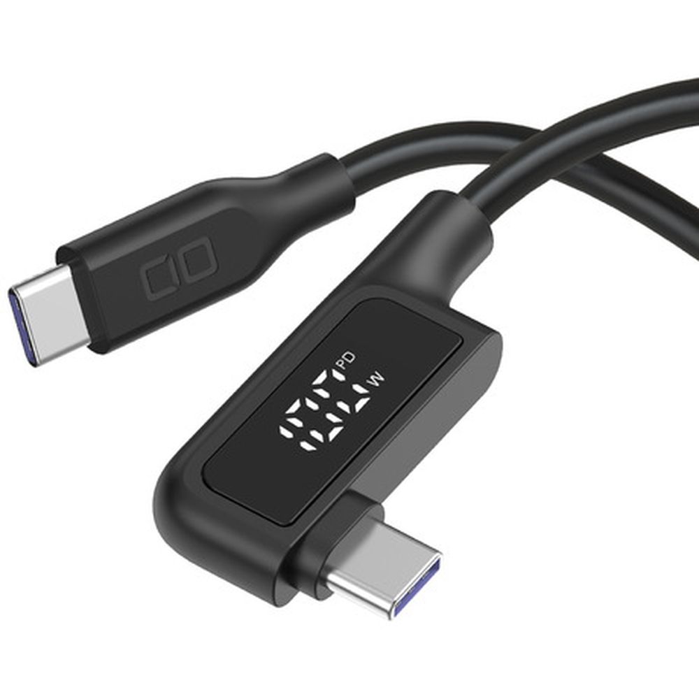 CIOディスプレイ表示付き L字型シリコンケーブル CtoC 100W 1mCIO-SLL-SC-CC1-BKリアルタイムで電力が見える!心くすぐる出力表示ディスプレイ!CIOシリコンケーブル・100W対応で様々なデバイスを充電可能・手触り...