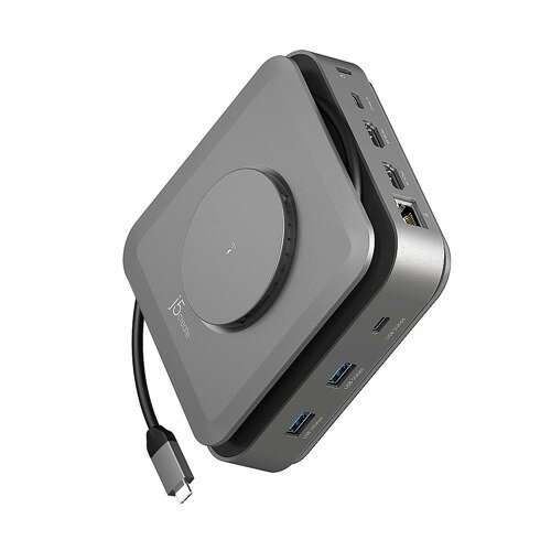 j5create JCD3199 15W磁力ワイヤレス充電パッド搭載デュアルHDMIドッキングステーション 発売日：2024年2月16日●マグネット磁力ワイヤレス充電搭載デュアル4K HDMIドッキングステーション！●一気に12個の機能を拡...
