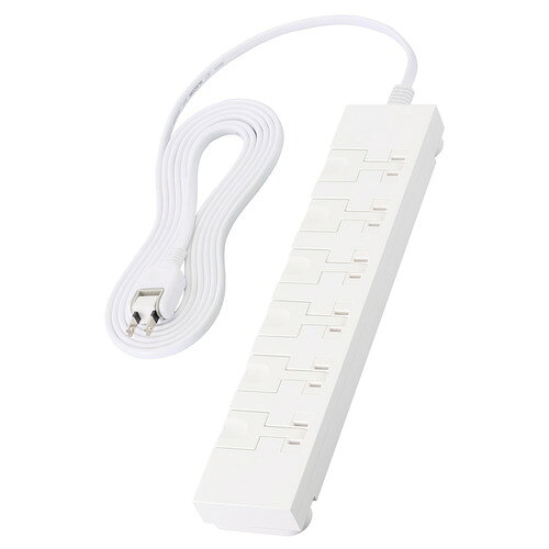 エレコム T-KF07M-2630WH 電源タップ延長コード コンセント3m 2P 6個口 レバー付 ほこりシャッター 絶縁キャップ 雷ガード マグネット スイングプラグ ホワイト ●押すだけ簡単!片手でプラグが抜ける6個口の電源タップです...