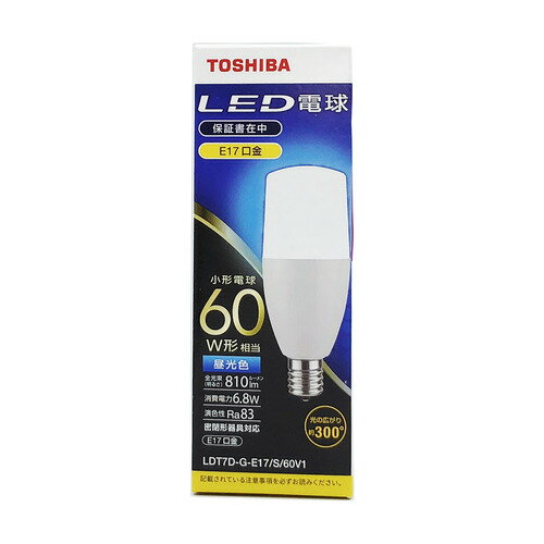 東芝 LDT7D-G-E17/S/60V1 LED電球 E17 60W相当 昼光色 T形発売日：2019年8月23日●密閉器具・断熱材施工器具対応&nbsp;【仕様】光色：昼光色口金：E17色温度：6500K全光束：810lm定格消費電力：...