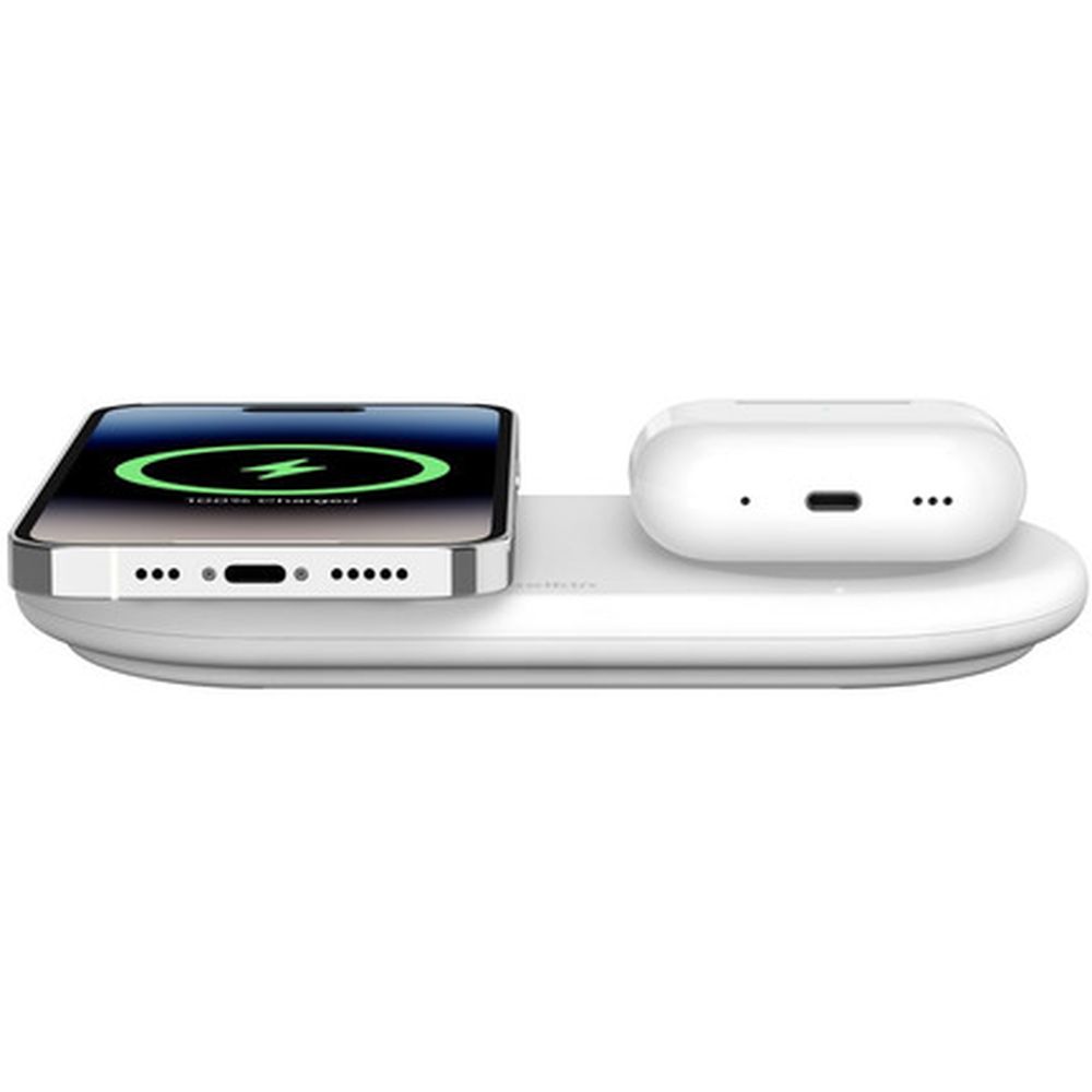 ベルキンQi2 2-in-1 ワイヤレス充電器WIZ021QCWH本製品は、Qi2モジュールを使用して iPhone を 15Wで充電、AirPodsを5Wで充電します。5W供給のUSB-C出力ポートも搭載。・Qi2により最大15Wの急速充...