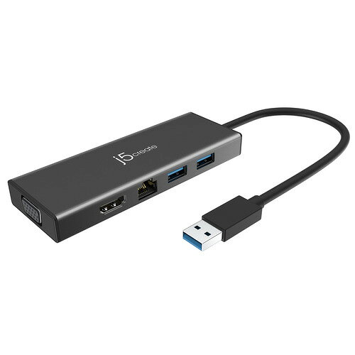 j5 create JUD323B USBマルチハブ USB-A オス→メス HDMI / VGA / LAN / USB -Ax2 ブラック発売日：2020年2月1日●2台モニター拡張モード2台モニター増設により作業効率UP。さらに大画面...