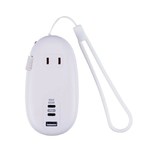 ナカバヤシ JYU-ACU012W 65W PD対応 モバイルUSB-ACタップ ホワイト発売日：2024年8月中旬●コンパクトで旅行や出張に最適！高出力 USB PD対応 ＋ 軽量 GaN 採用ケーブルが収納できて持ち運びに便利なモバイル...