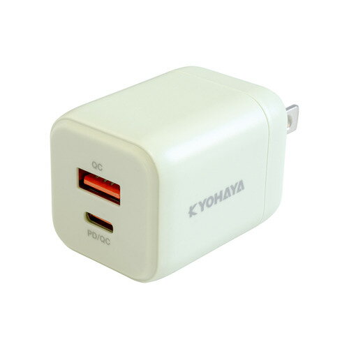 京ハヤ JKPD20G2GN 急速AC充電器 20W USB-Type-A／Type-C各1ポート PD/QC両対応 グリーン●日々の充電を彩るカラフルACどんなインテリアにもマッチする落ち着いた色味の中から選ぶことができる2ポート20W出...