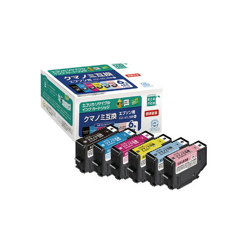 エレコム ECI-EKUI-6P エコリカ 互換リサイクルインクカートリッジ エプソン KUI-6CL 6色パック 残量表示機能付 クマノミ EP-879A EP-880A ●エコリカ リサイクルインクカートリッジ●対応カートリッジ:エプソ...