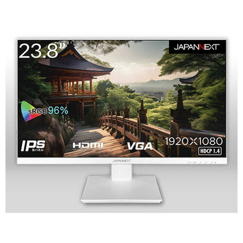 JAPANNEXT JN-238i75F-W 23.8型フルHD液晶モニター IPS系パネル搭載 sRGB96％ ホワイト●23.8インチのIPS系パネルを搭載、使いやすいフルHD解像度(1920 x 1080)に対応した液晶モニターです。...