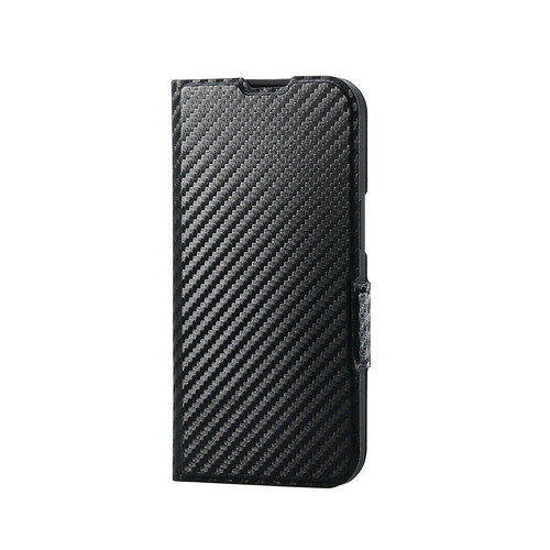 エレコム PM-A25SPLFUCB iPhone 17e/16e レザー ケース カバー 手帳型 マグネット フラップ 衝撃吸収 超軽量 ワイヤレス充電可 UltraSlim カーボンブラック ●端末の薄さや軽さを損ねない、薄型・超軽量な...