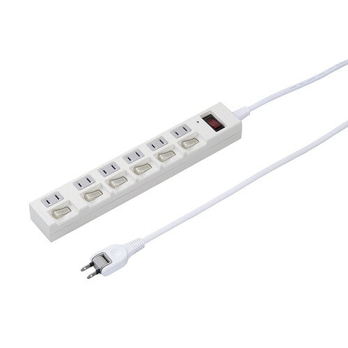 ヤザワコーポレーション Y02BKS675WH 電源タップ 6個口 個別スイッチ付 5m ホワイト●雷サージから接続機器を守る雷ガード機能付き●ブレーカー機能を兼ね備えた電源を一括でON/OFFできる、節電に便利なブレーカー内蔵集中スイッチ...