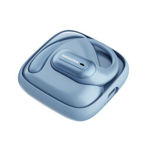 ナガオカ オープンイヤー型ワイヤレスイヤホン 左右分離 Bluetooth対応 USB ライトブルー NOW10LBL ●耳をふさがないので音楽を聴きながら外音を取り込むことが可能なオープンイヤー型ワイヤレスイヤホン●幅67.8mmのコンパ...