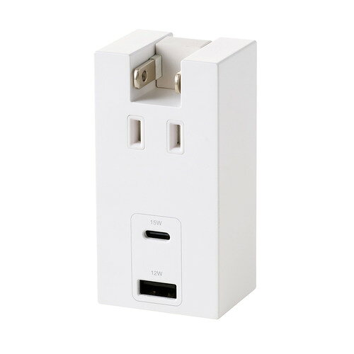 エレコム T-U06-1ACWH 電源タップ USB タップ 直挿し コンセント 1口 Type-C ×1 USB-A ×1 雷ガード ホワイト 発売日：2025年7月12日●ACアダプター不要。スマートフォンやワイヤレスイヤホンなどの充電...