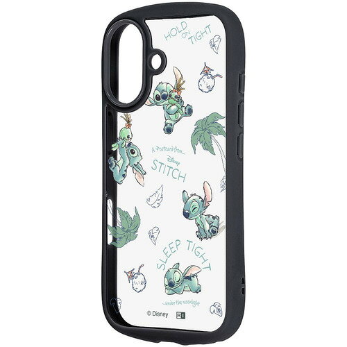 レイ・アウト iPhone17 ディズニー / Puffull 衝撃吸収 バンパー ハイブリッドRC-DP52CMD2B/ST29フィット感にも優れたキャラクターデザインケースDisneyスティッチがのんびり南国で楽しんでいる様子を表現した...