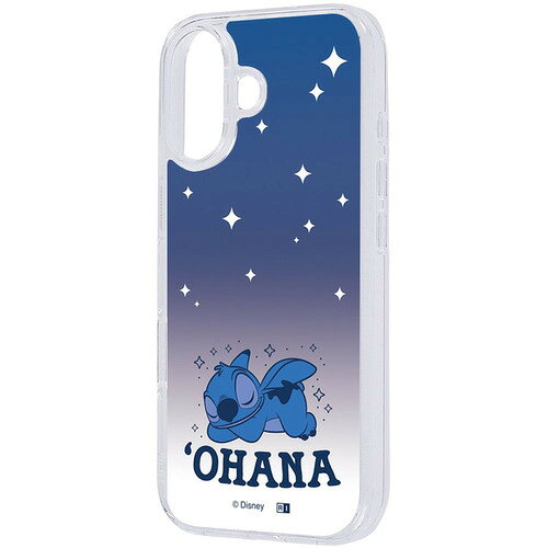 レイ・アウト iPhone17 ディズニー / 耐衝撃 ハイブリッドケース Charaful / スRC-DP52UC4/ST31_IF01黄ばまず透明感抜群Disneyビーチハウスの屋上にある展望台から見える星空のイメージと眠り姿のスティ...
