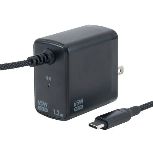 ナカバヤシ JYU-AC0212BK USB Type-Cケーブル一体型 AC充電器 USB PD対応 65W PC タブレット スマホ対応 1.2m ブラック発売日：2025年9月下旬●小型で高出力 USB PD65W GaN採用●流れる...