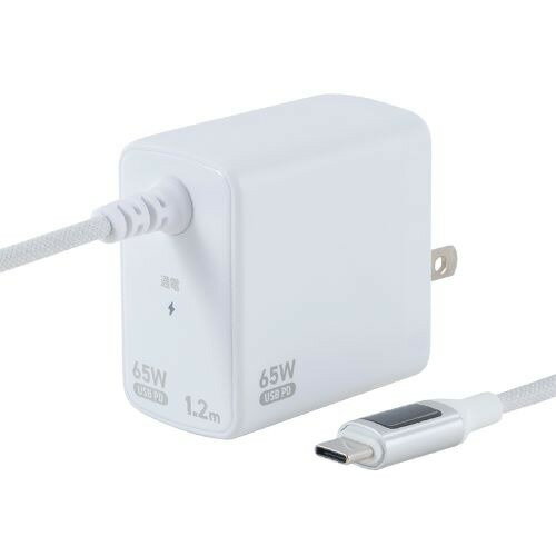 ナカバヤシ JYU-AC0212W USB Type-Cケーブル一体型 AC充電器 USB PD対応 65W PC タブレット スマホ対応 1.2m ホワイト発売日：2025年9月下旬●小型で高出力 USB PD65W GaN採用●流れる電...